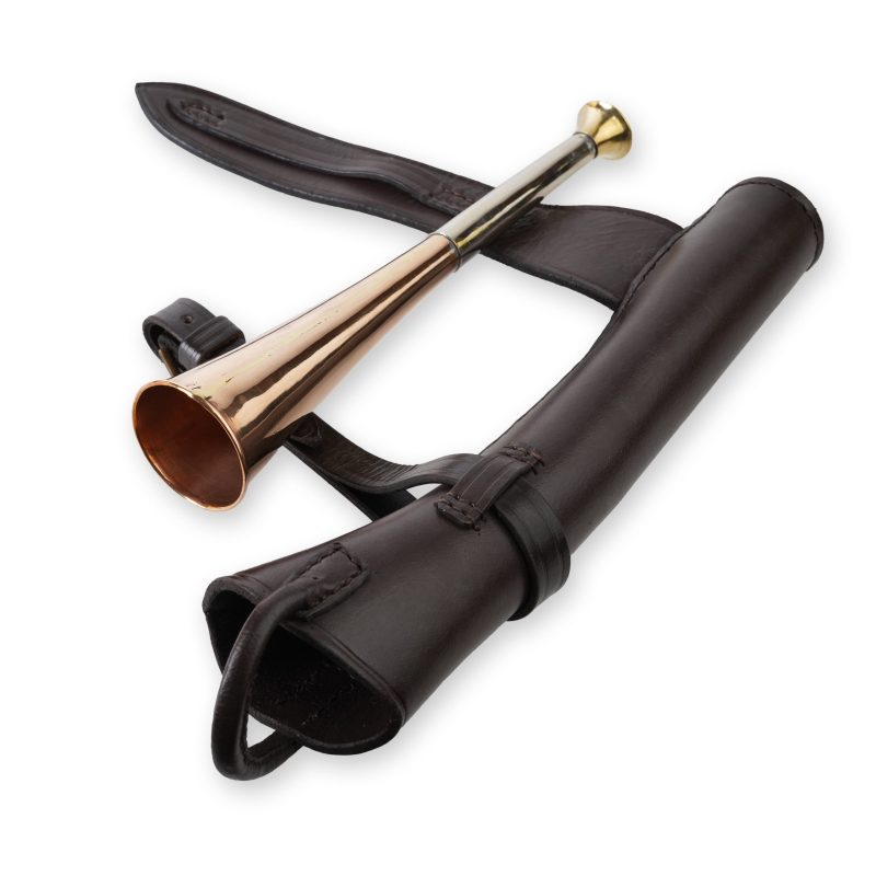 Copper Plain Fox Hunting Horn WithLeather Case